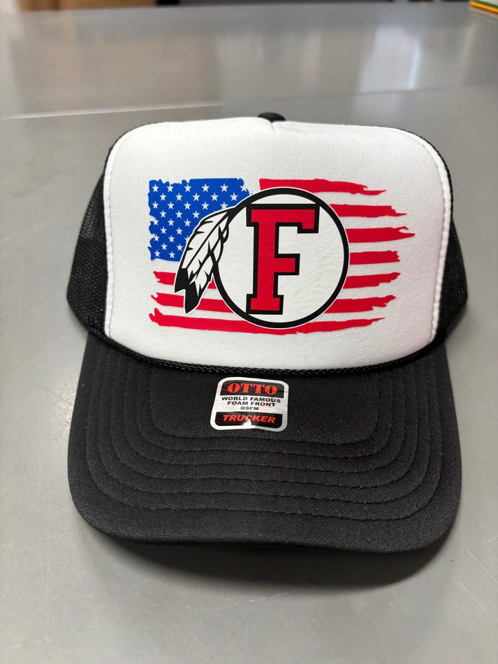 FHS Volleyball - American Flag Foam Trucker Hat – Sew Nice Customs